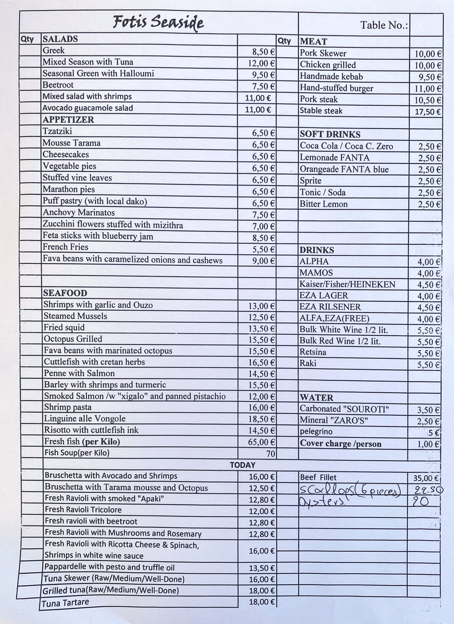 menu – Fotis Seaside